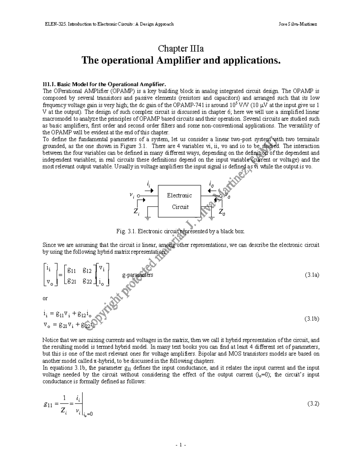 Op Amp and Applications Chapter III - Chapter IIIa The operational ...