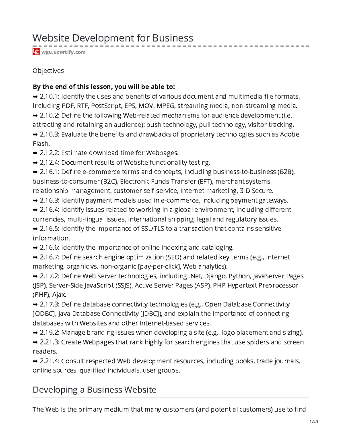 Lesson 10 Website Development for Business - Website Development for ...