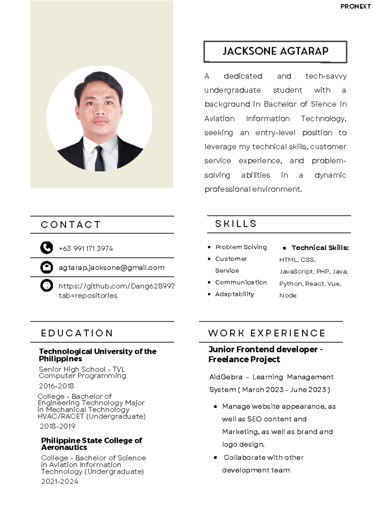 My-Resume - cv template - +63 991 171 3974 agtarap@gmail github ...