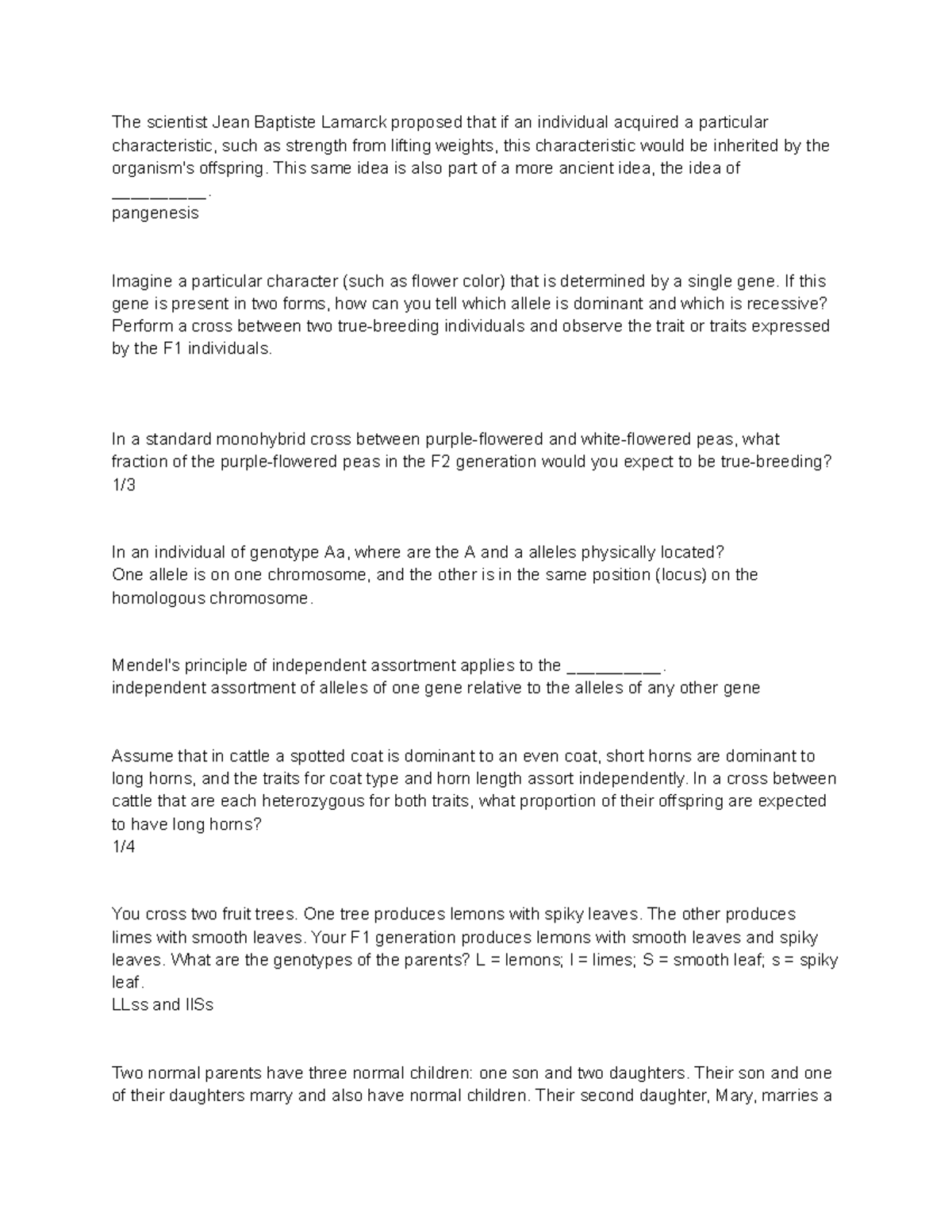 BSC 101 Chapter 9 Guide - The scientist Jean Baptiste Lamarck proposed ...
