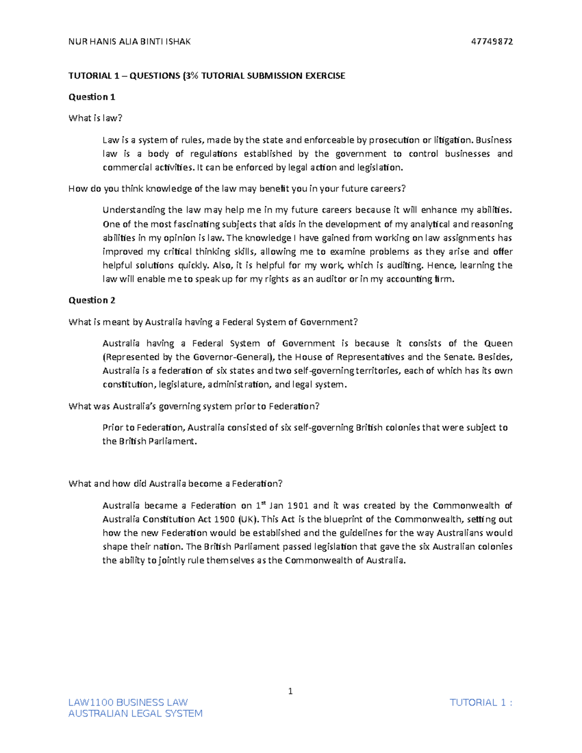 Binti Ishak NUR Hanis ALIA Tutorial 1 Assignment - NUR HANIS ALIA BINTI ...