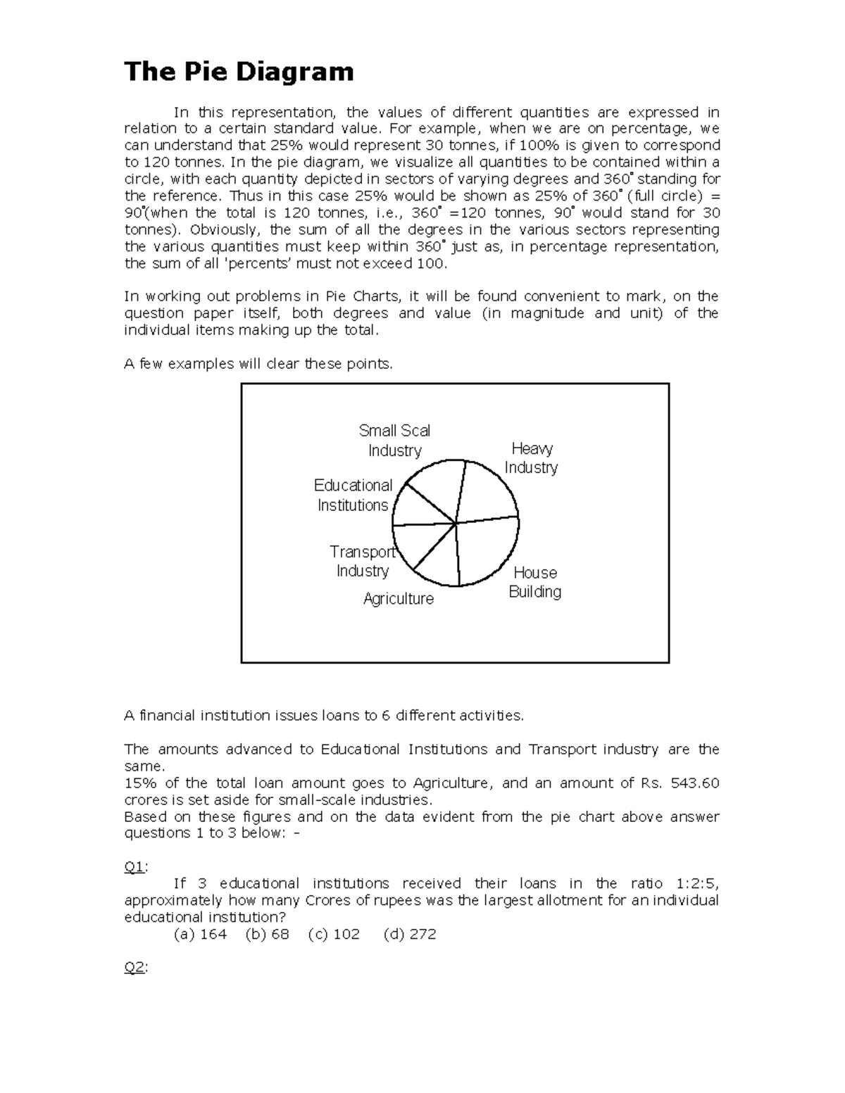 Pie Chart (3 Pages) - The Pie Diagram In this representation, the ...