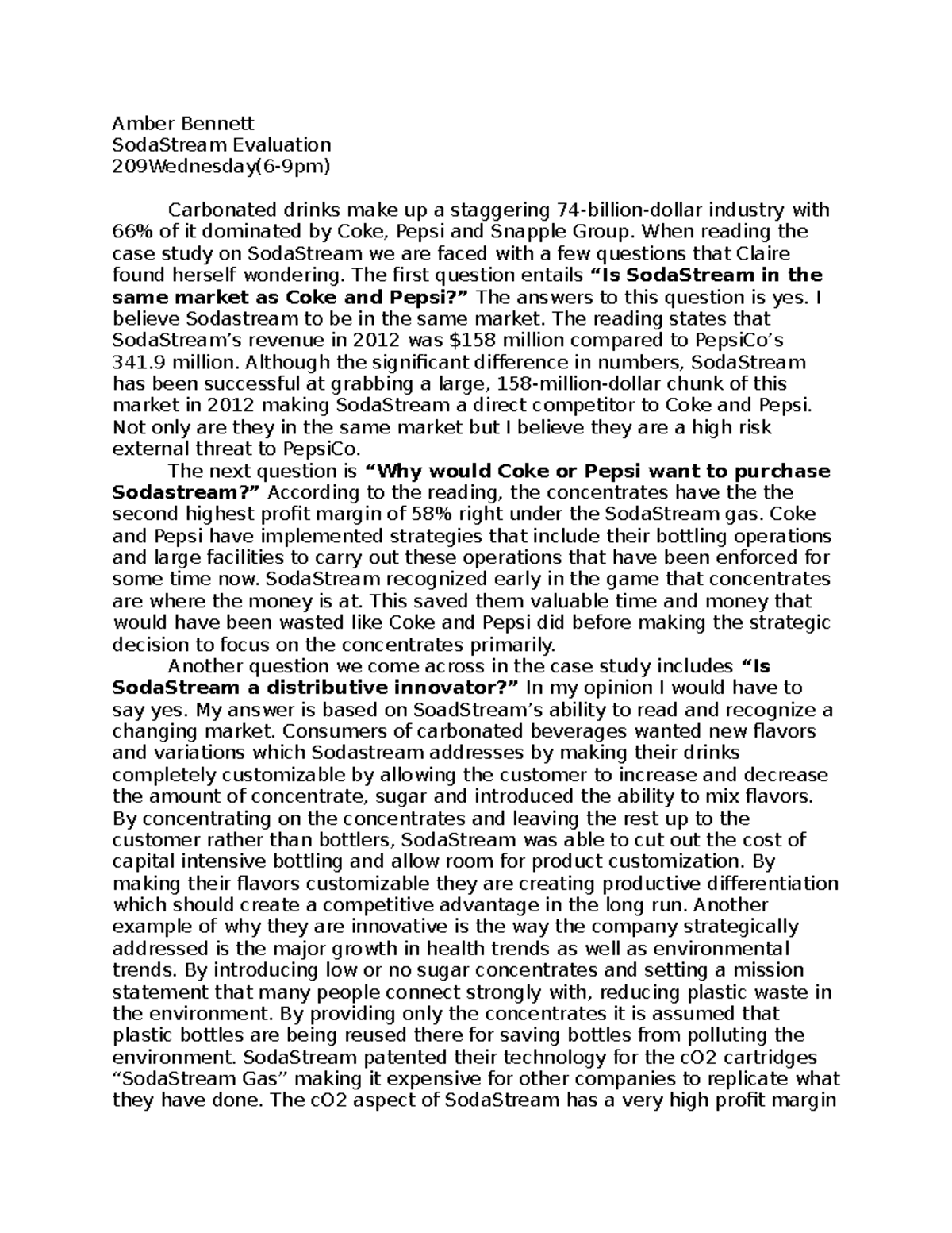 Bus209 Soda Stream Evaluation - Amber Bennett SodaStream Evaluation ...