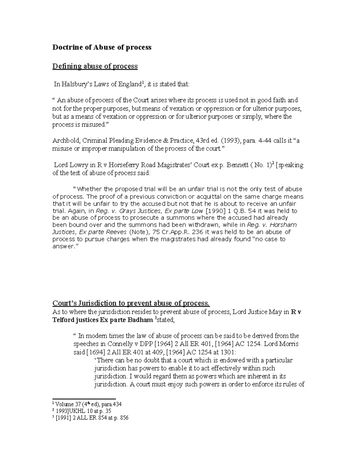 07-03-11 Doctrine of Abuse of process- “ An abuse of process of the ...