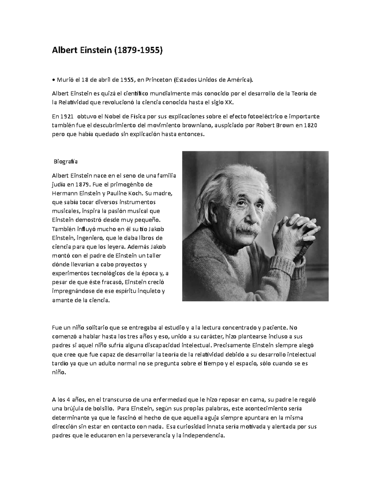 Albert Einstein - Albert Einstein es quizá el científico mundialmente ...