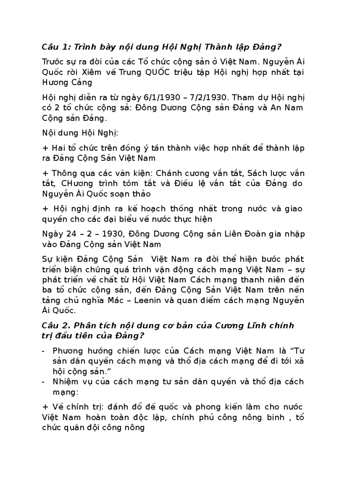 Lịch-sử-Đảng - Summary Lịch sử các học thuyết kinh t - Lịch sử các học thuyết kinh t - Câu 1 ...