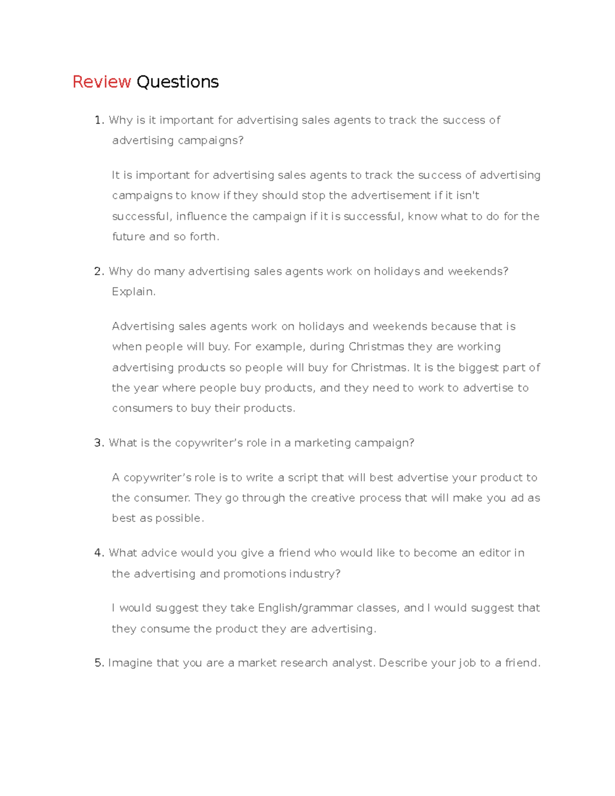 Text questions 9 - Review Questions Why is it important for advertising ...