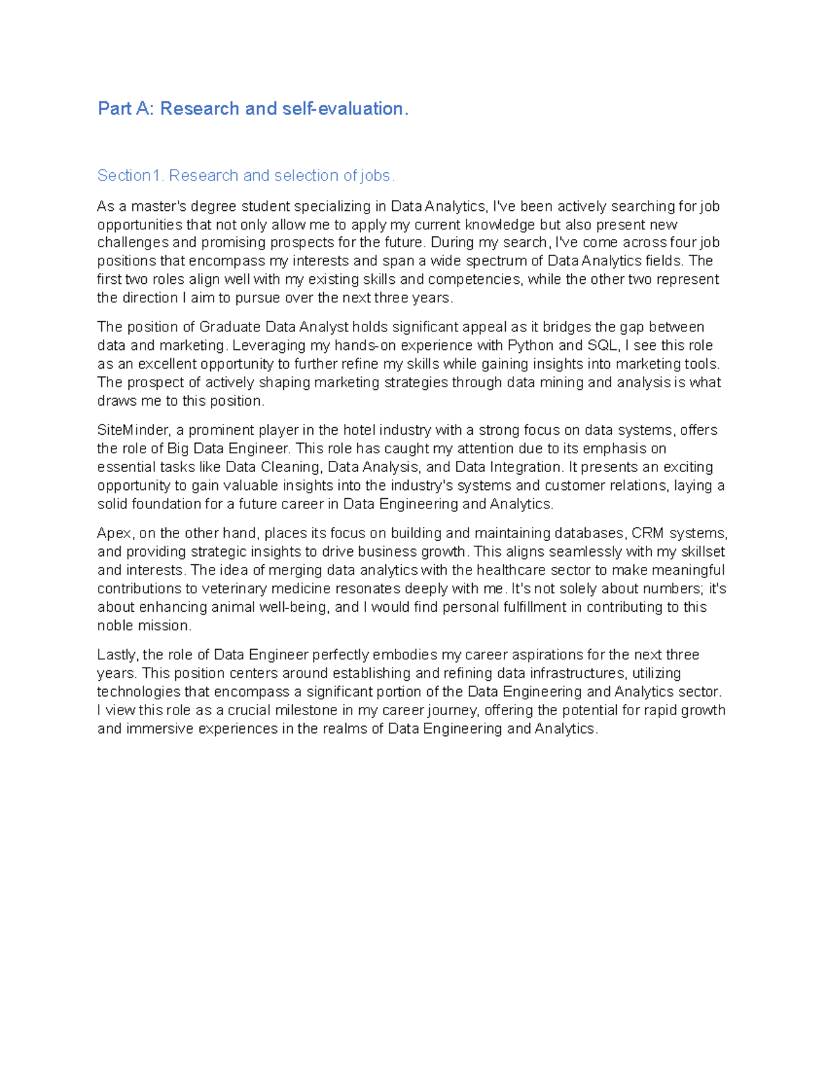 Fda a1 copy - FDA A1 - Part A: Research and self-evaluation. Section1 ...