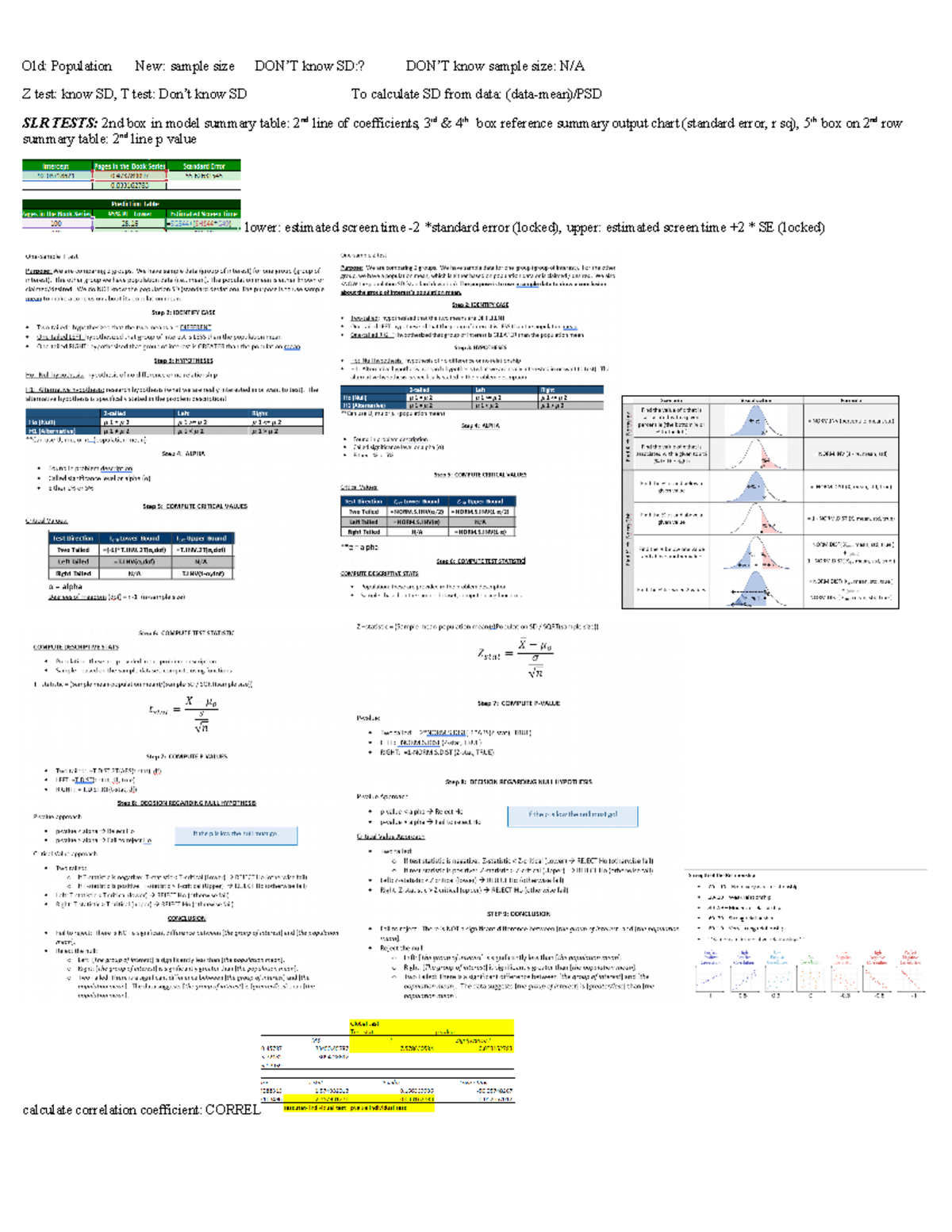 Exam 3 Cheat Sheet - Exam 3 help - Old: Population New: sample size know SD:? know sample size ...