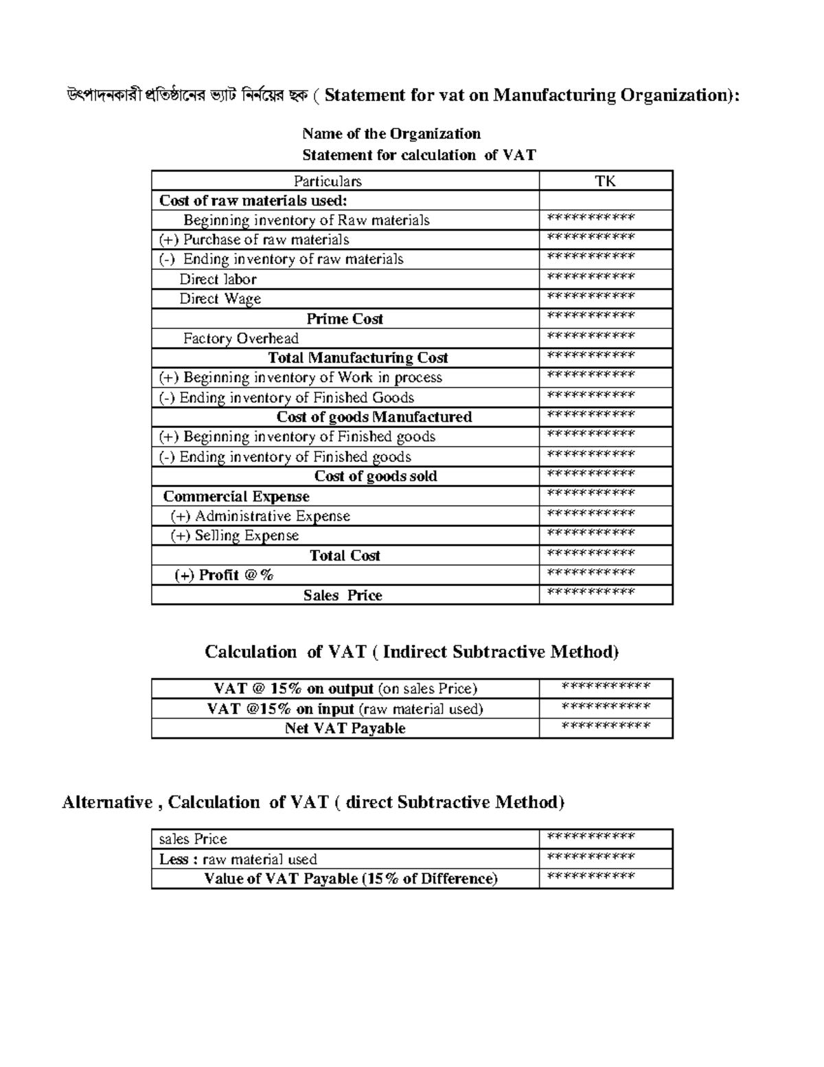 VAT Statment Final - nice note - Drcv`bKvix cÖwZôv‡bi f ̈vU wbb©‡qi QK ...