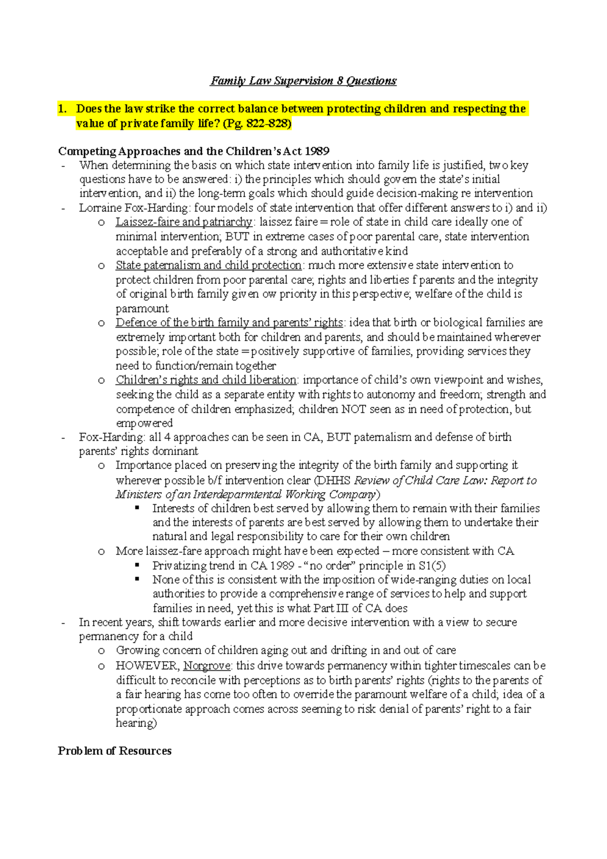 Family Law Supervision 8 Questions - Family Law Supervision 8 Questions ...
