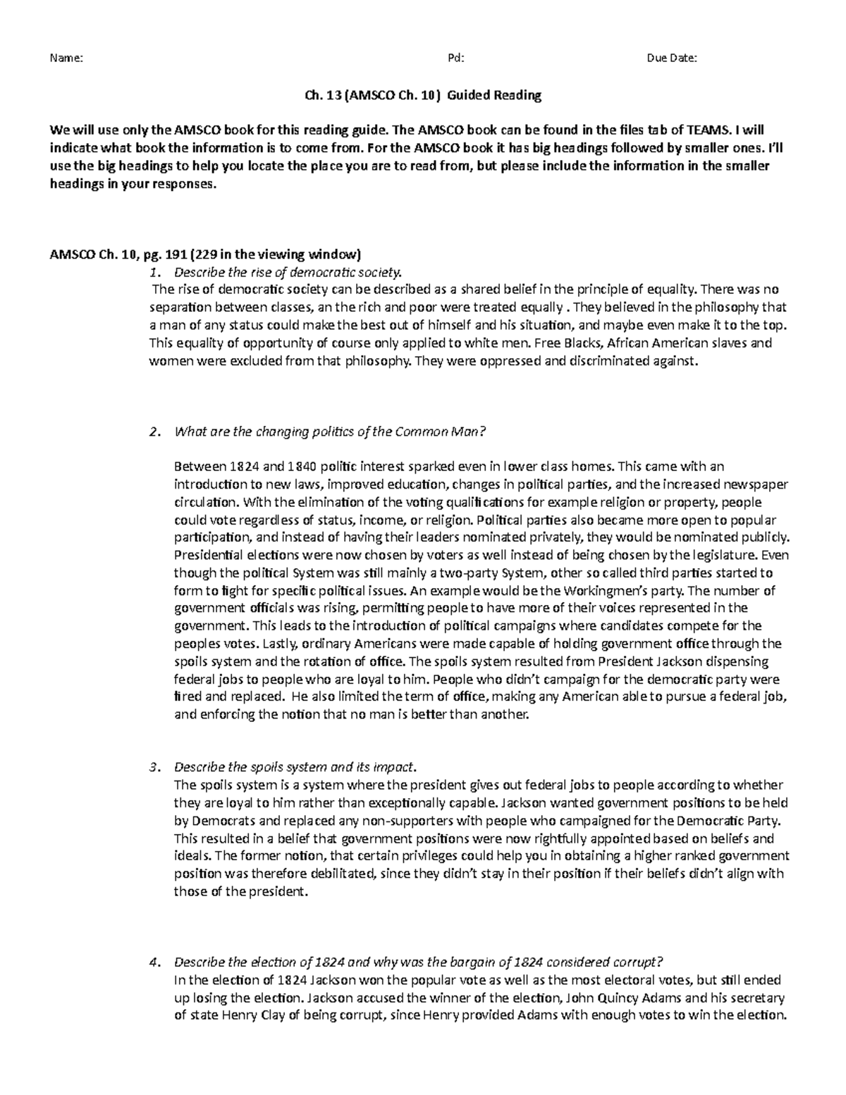 Meldina Manns Ch. 13 Guided Reading Notes - Name: Pd: Due Date: Ch. 13 ...