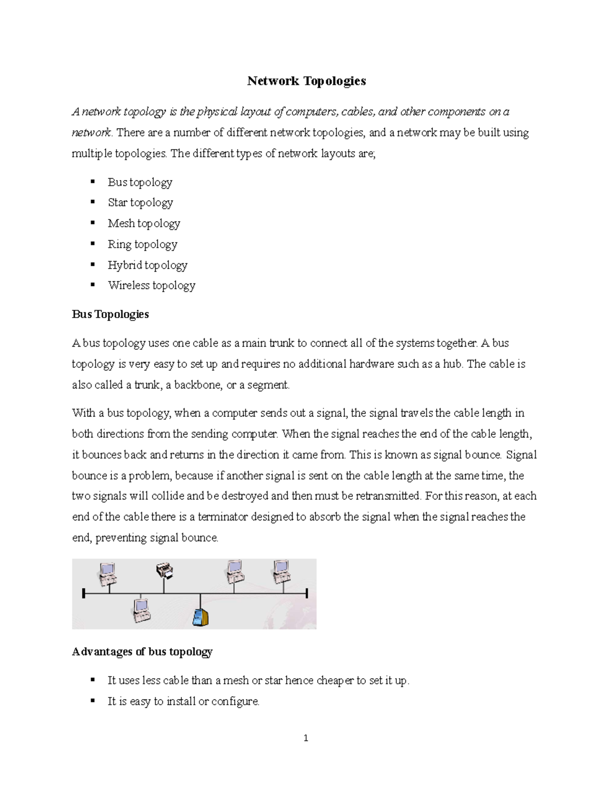 Network Topologies - This notes introduces students to the concepts of ...