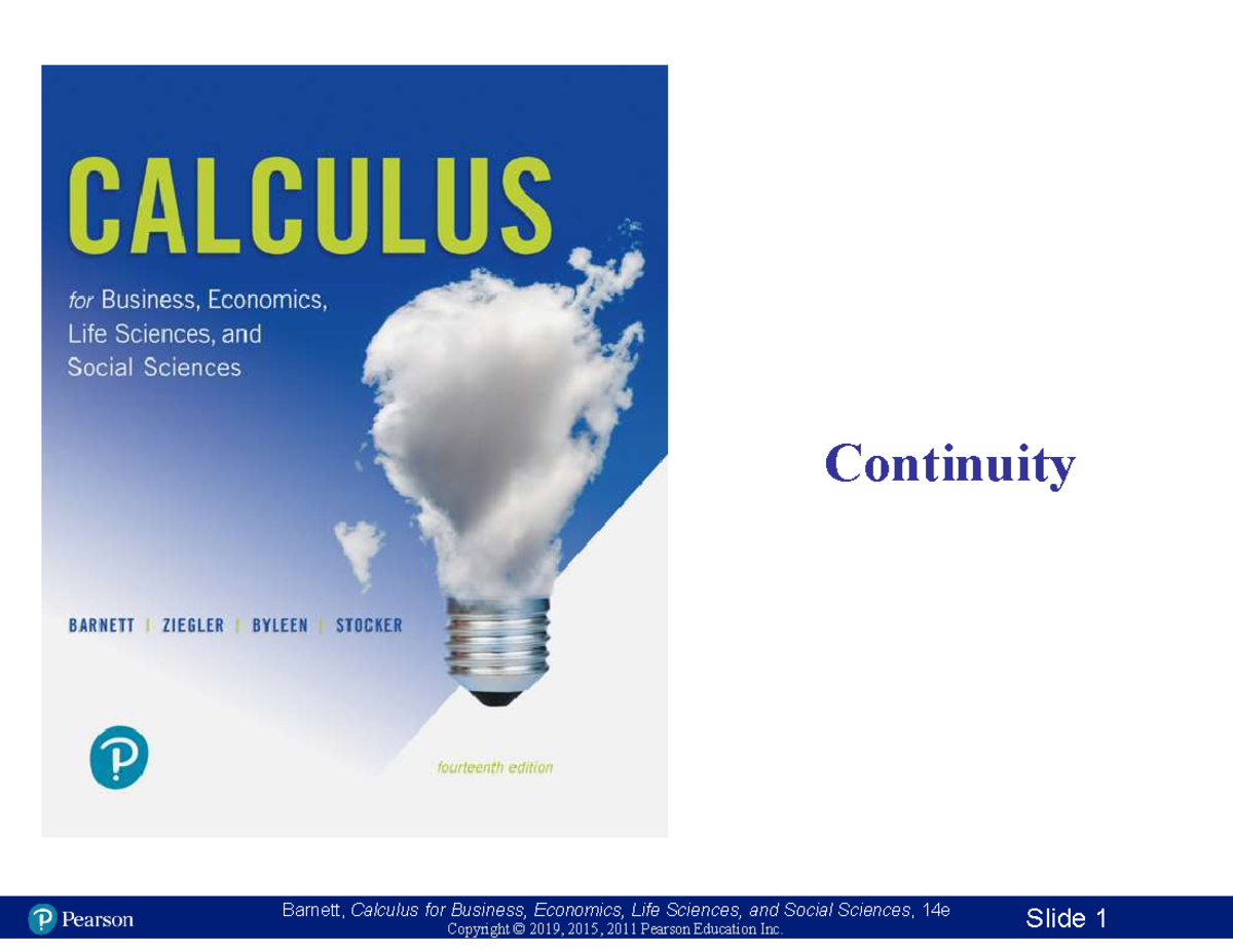 Continuity notes - 11 Barnett, Calculus for Business, Economics, Life ...