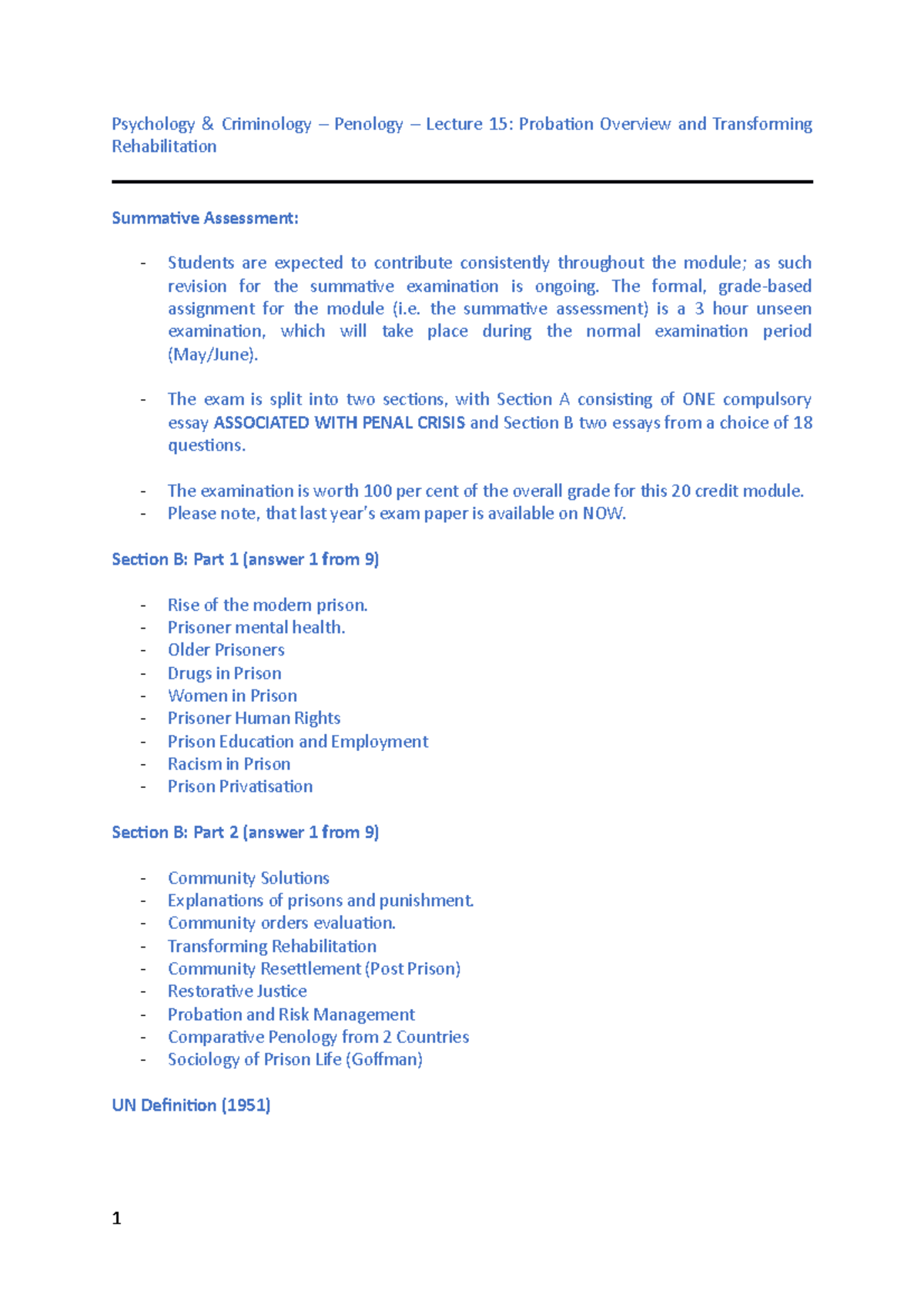 Probation Overview and Transforming Rehabilitation - Psychology ...