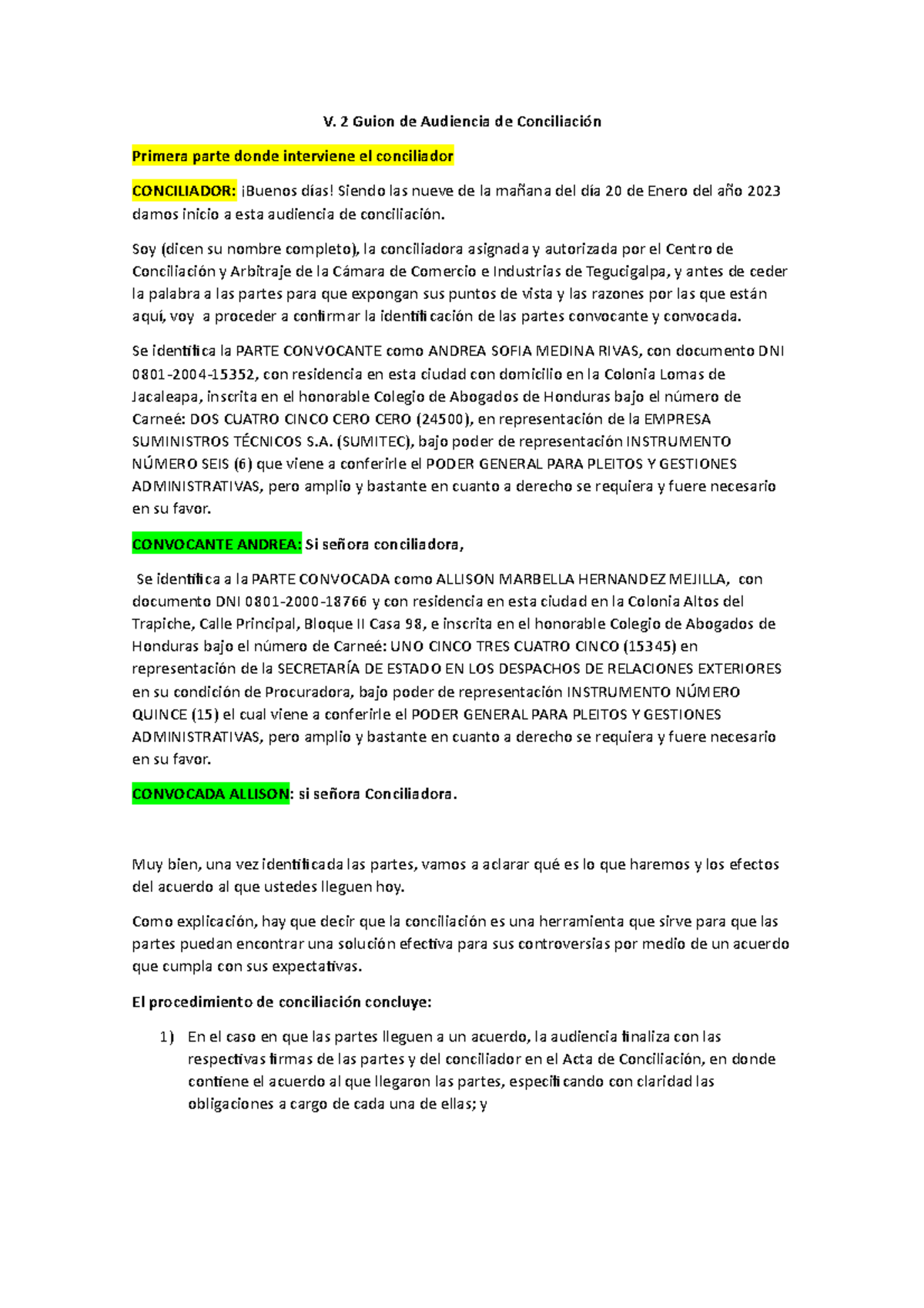 Guion Metodos - Guión - V. 2 Guion de Audiencia de Conciliación Primera ...