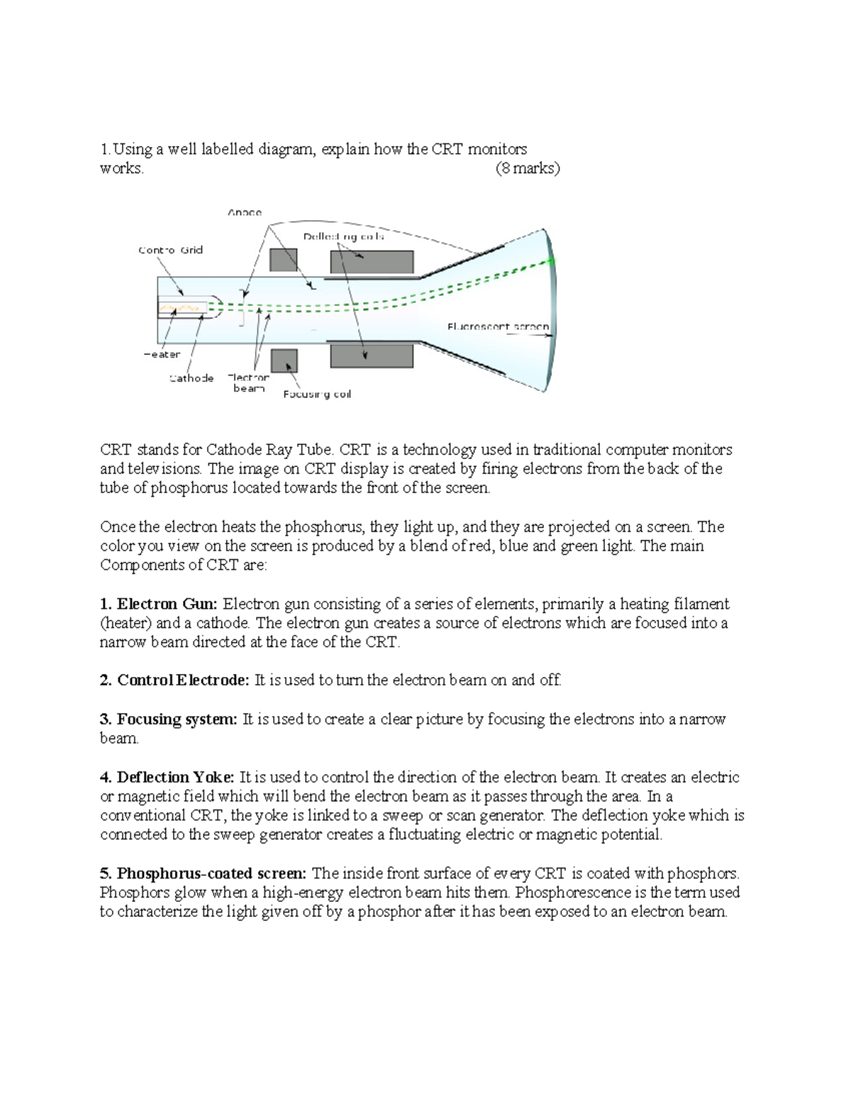 Computer Graphics CAT 1 & 2 - 1 a well labelled diagram, explain how ...