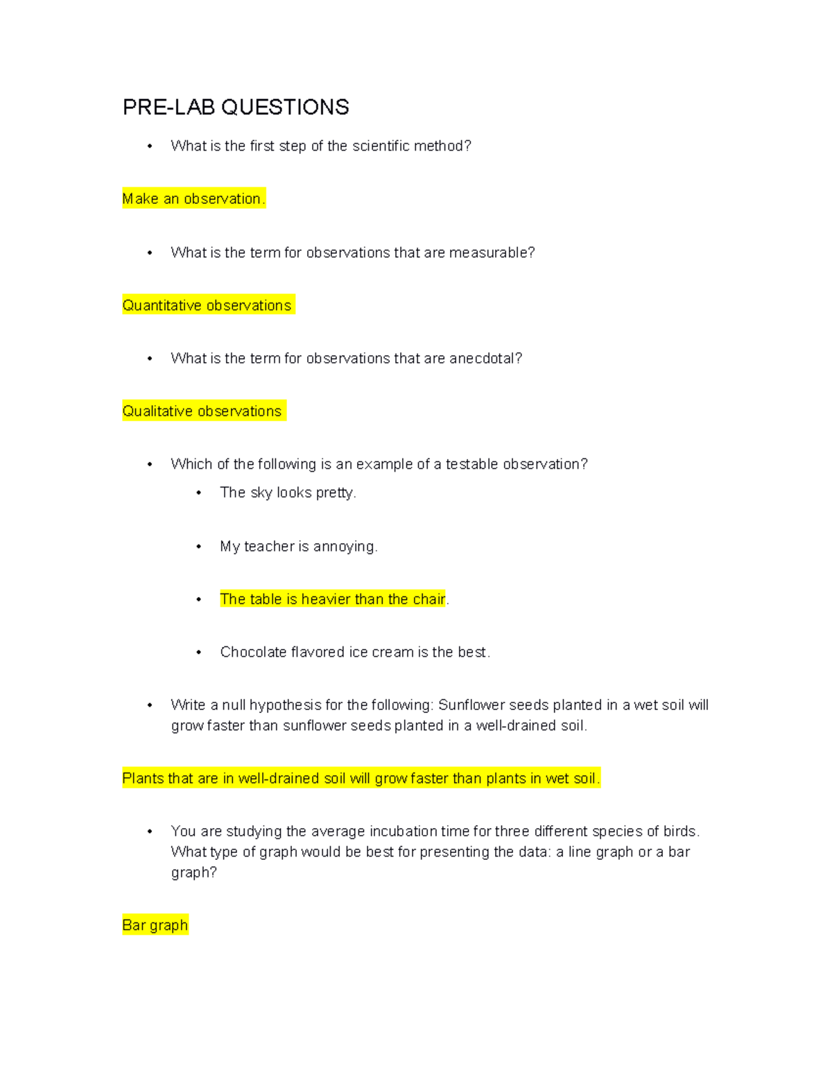 Intro Sci - Measurement - PRE-LAB QUESTIONS • What is the first step of ...