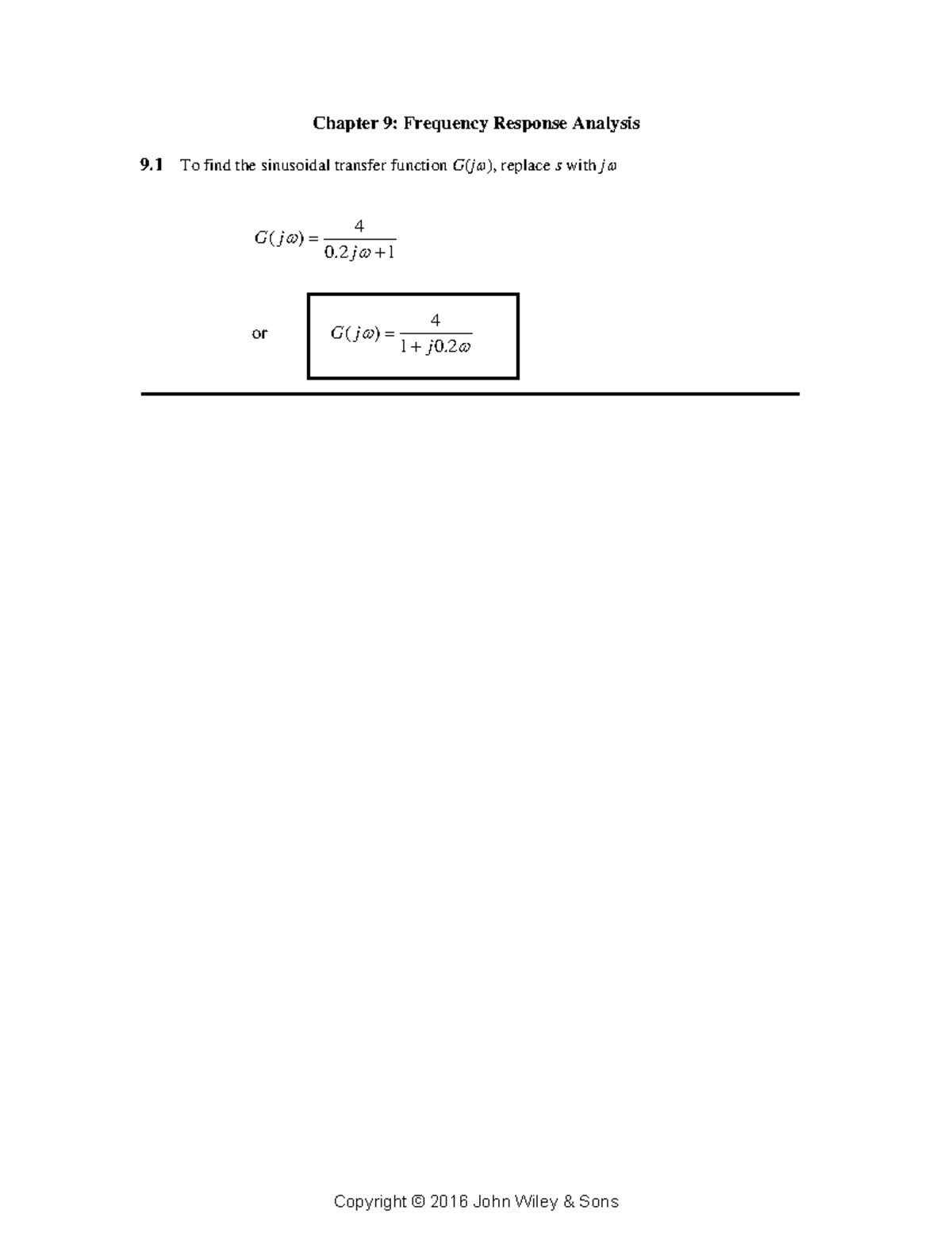 Ch09 - System dynamics and controls - Chapter 9: Frequency Response ...