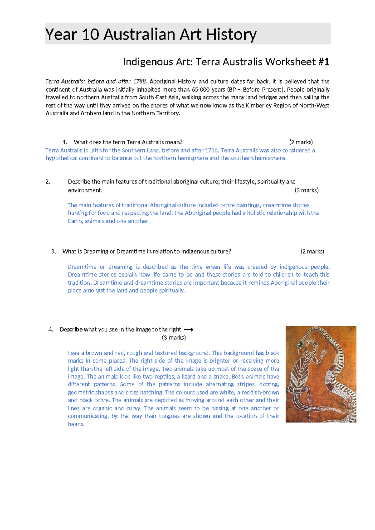 Year 10 Art History ^LN1 - Year 10 Australian Art History Indigenous ...