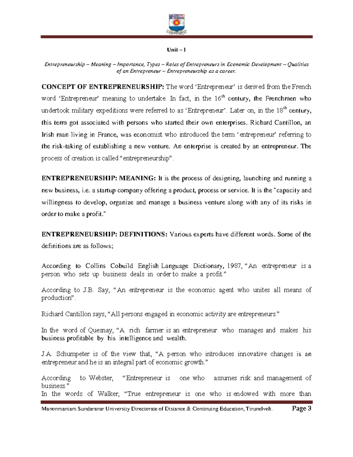 Enterpreneurship unit1 - Unit – I Entrepreneurship – Meaning ...