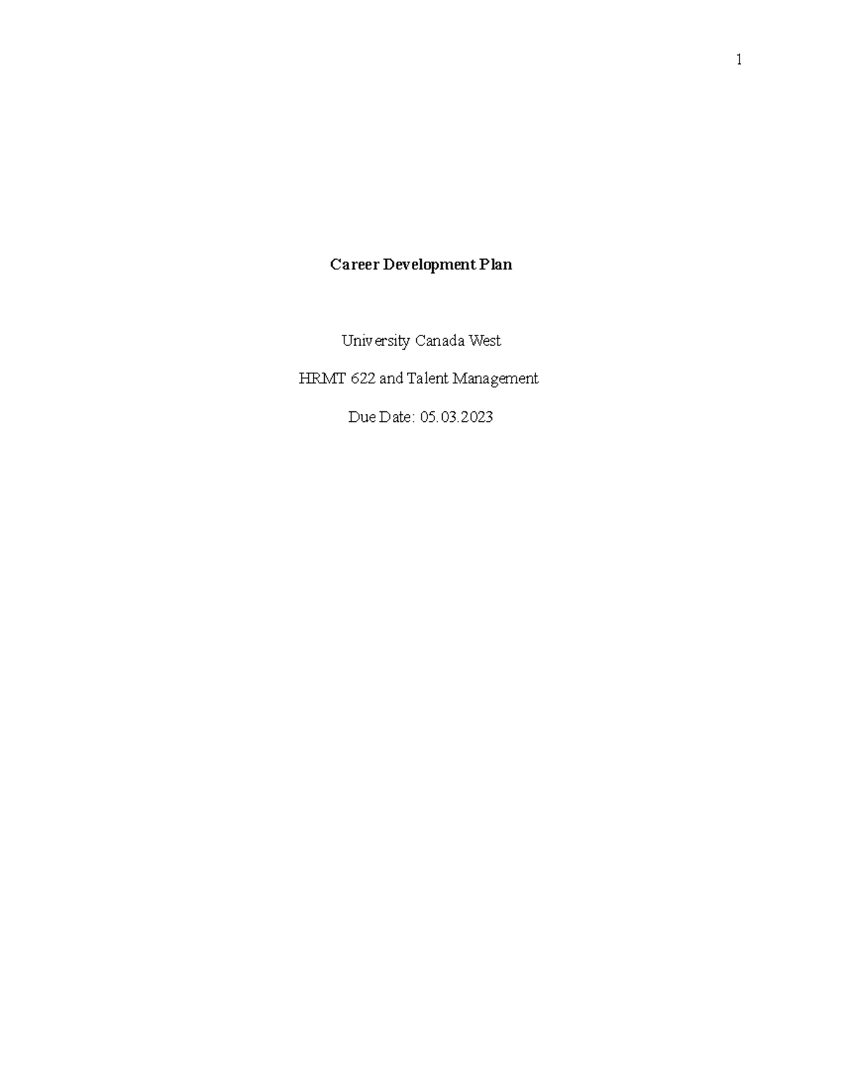 Career Development Plan - Career Development Plan University Canada ...
