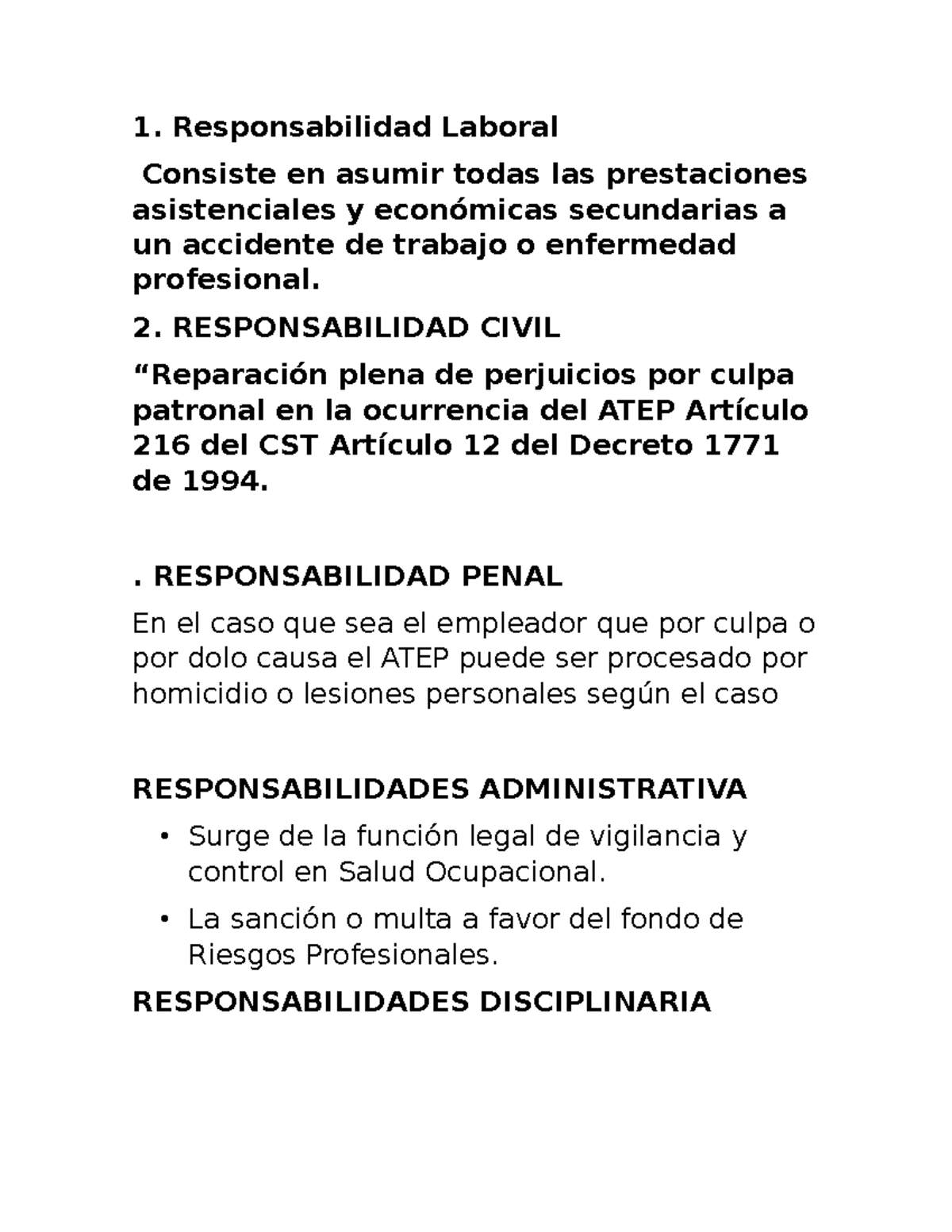 Doc1 - doc - Responsabilidad Laboral Consiste en asumir todas las ...