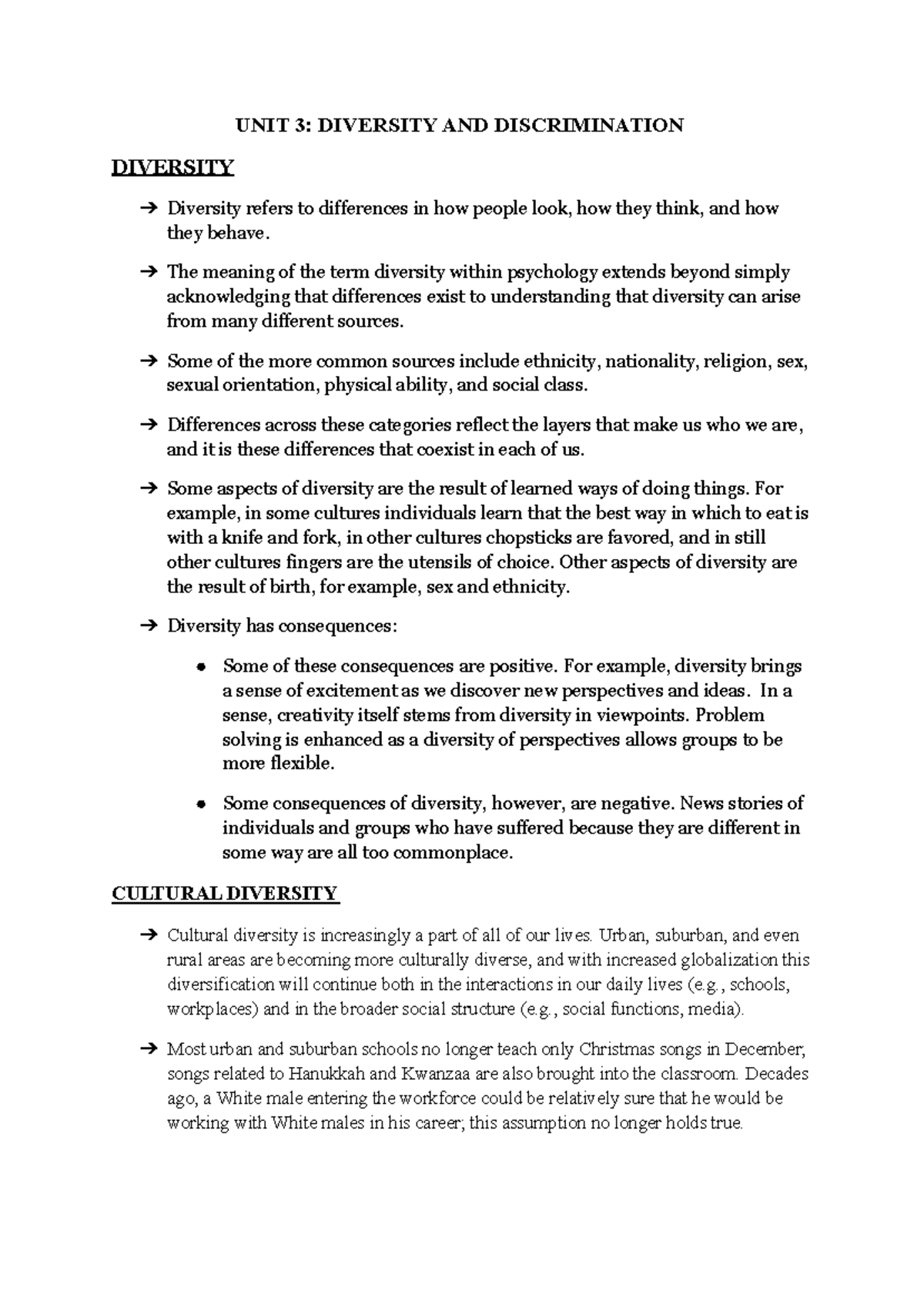 UNIT 3- ASP - UNIT 3: DIVERSITY AND DISCRIMINATION DIVERSITY Diversity ...