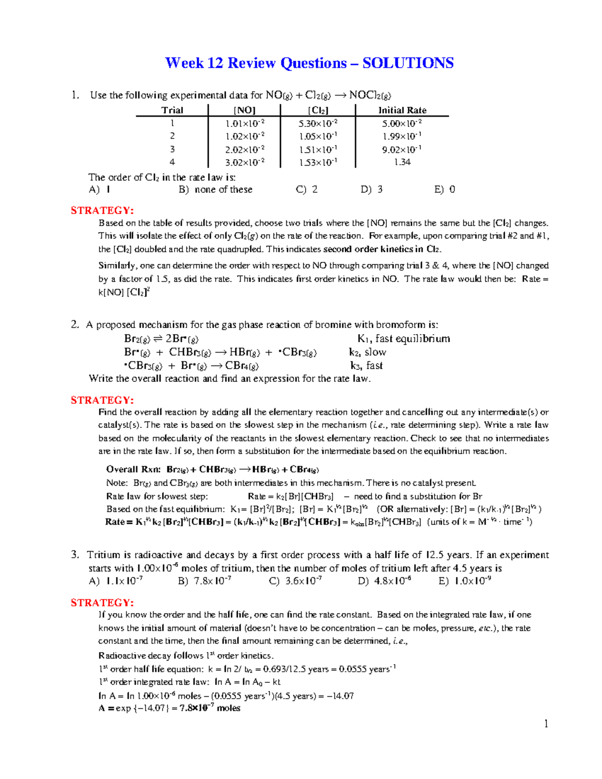 Week12 Review Qs Solutions - Week 12 Review Questions – SOLUTIONS 1. Use the following ...