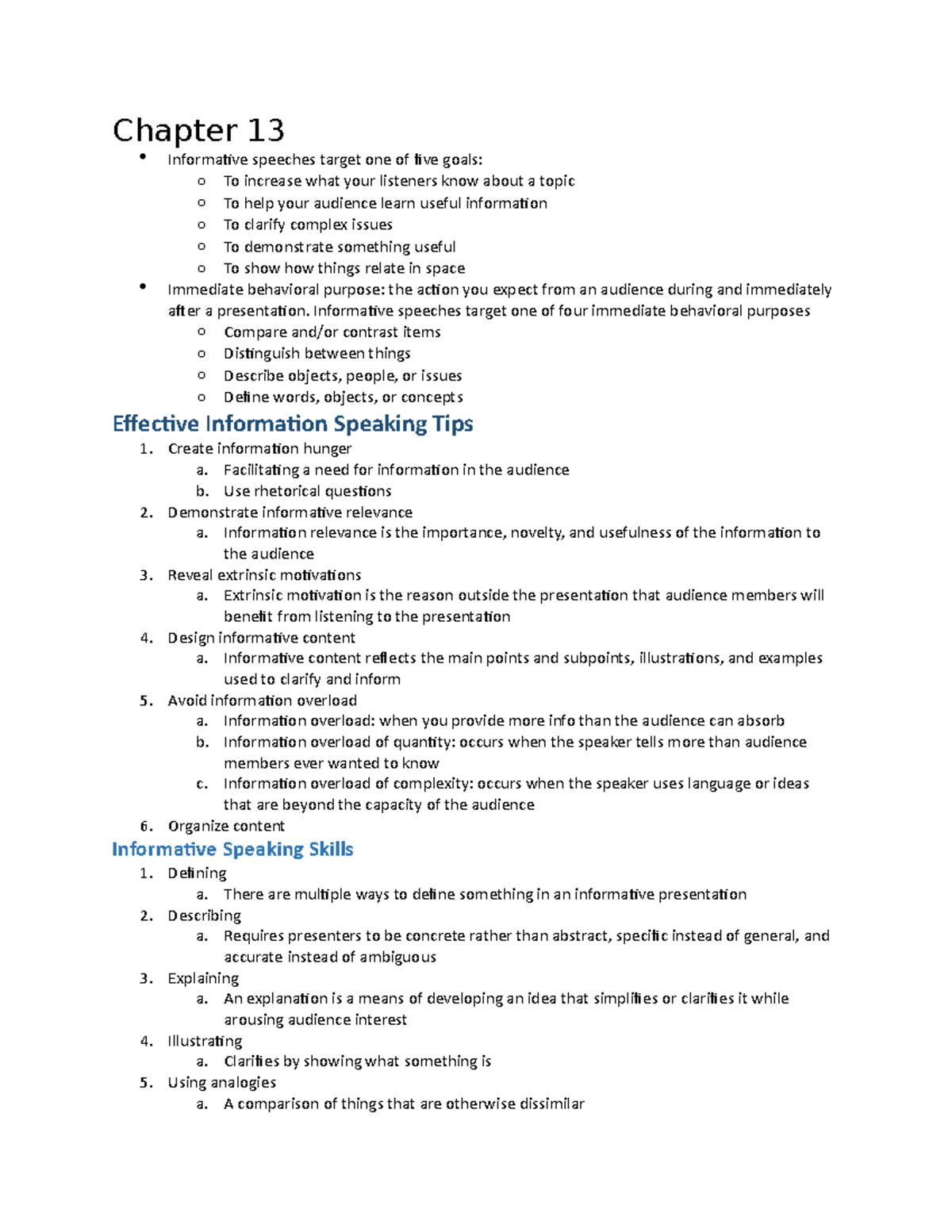 Chapter 13 CMST - Informative speaking - Chapter 13 Informative ...
