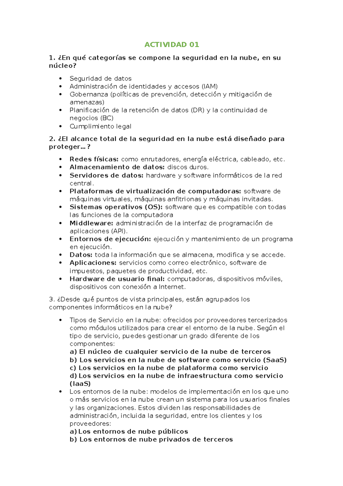 Actividad 23-10 - Seguridad electronica - ACTIVIDAD 01 1. ¿En qué categorías se compone la ...