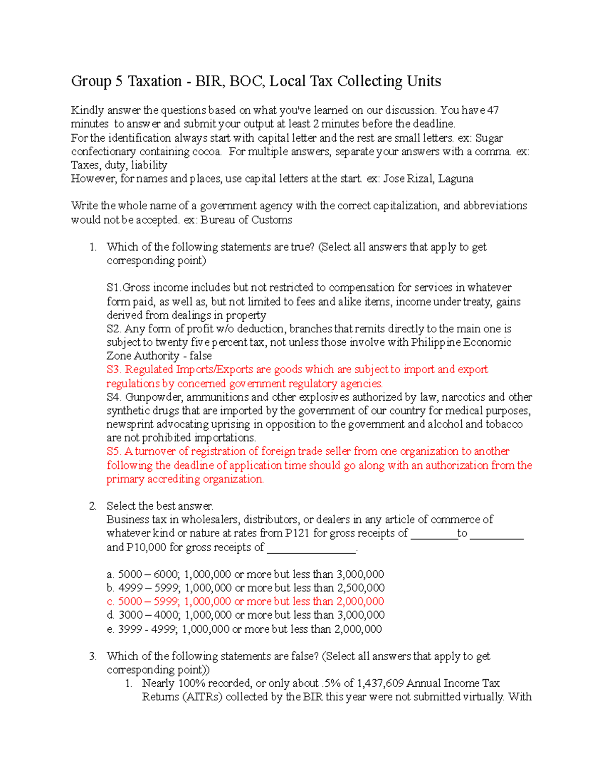 taxation. cx - Group 5 Taxation - BIR, BOC, Local Tax Collecting Units ...