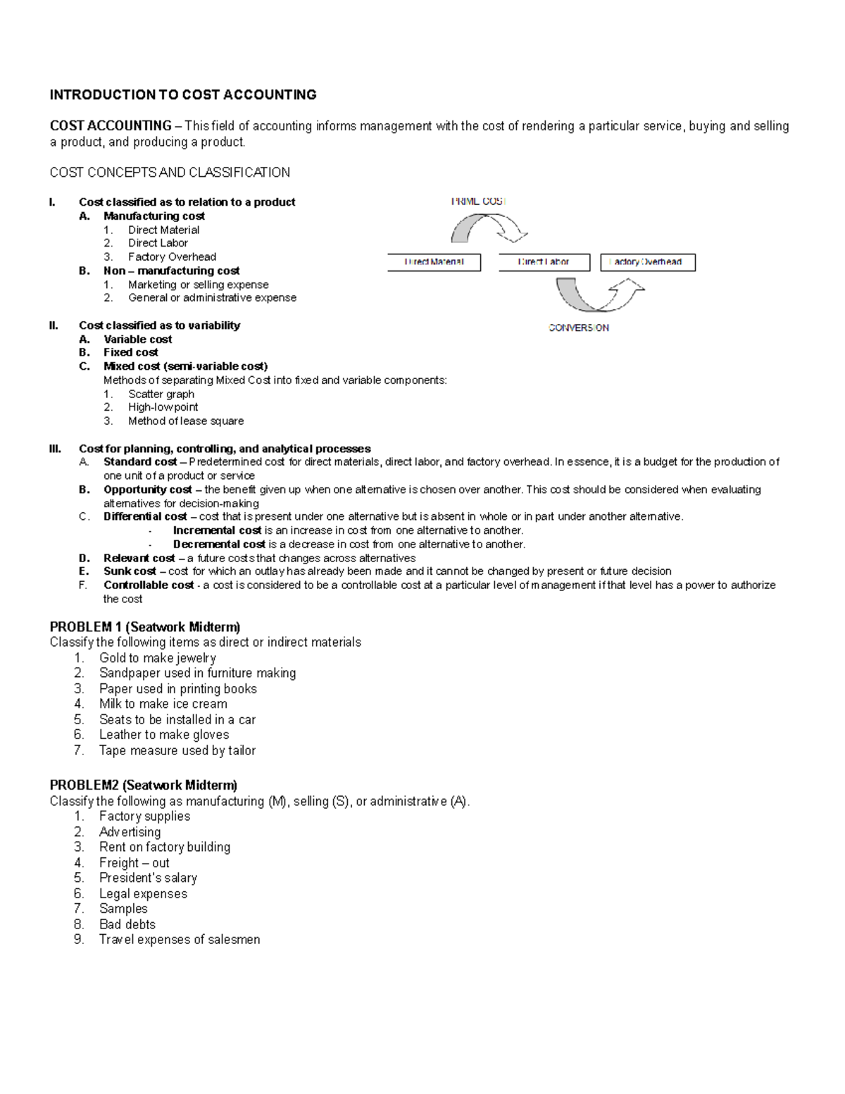 Introduction TO COST Accounting- Activity 1 - INTRODUCTION TO COST ...