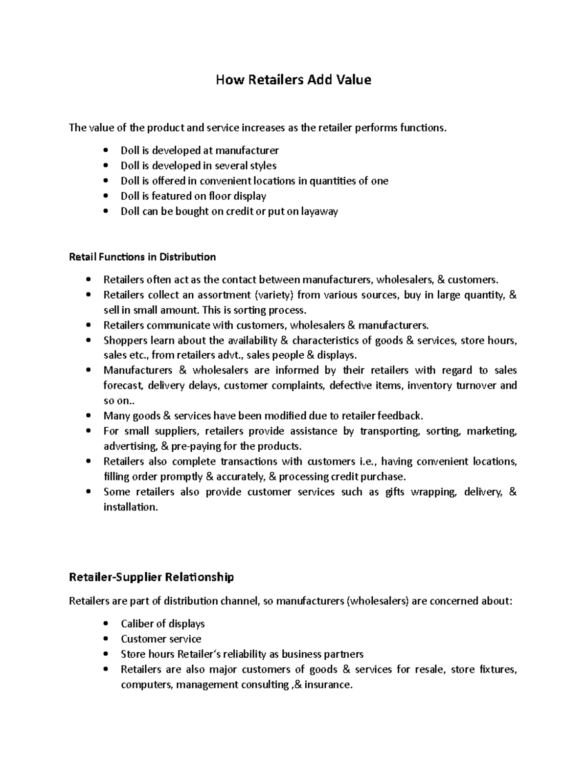 How Retailers Add Value - Doll is developed at manufacturer Doll is ...