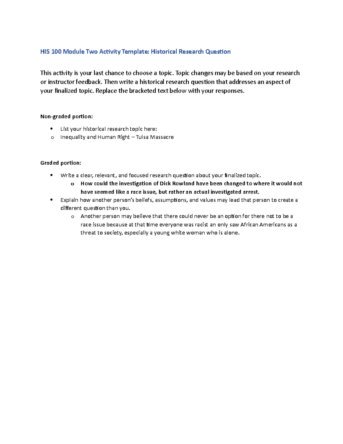 history assign. 2 - HIS 100 Module Two Activity Template: Historical ...