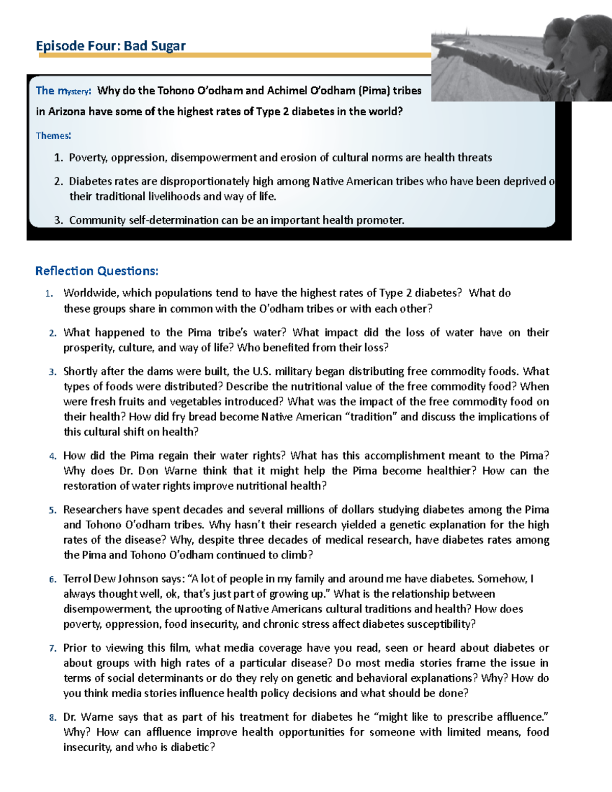 Bad Sugar Discussion Guide - Episode Four: Bad Sugar The mystery: Why ...