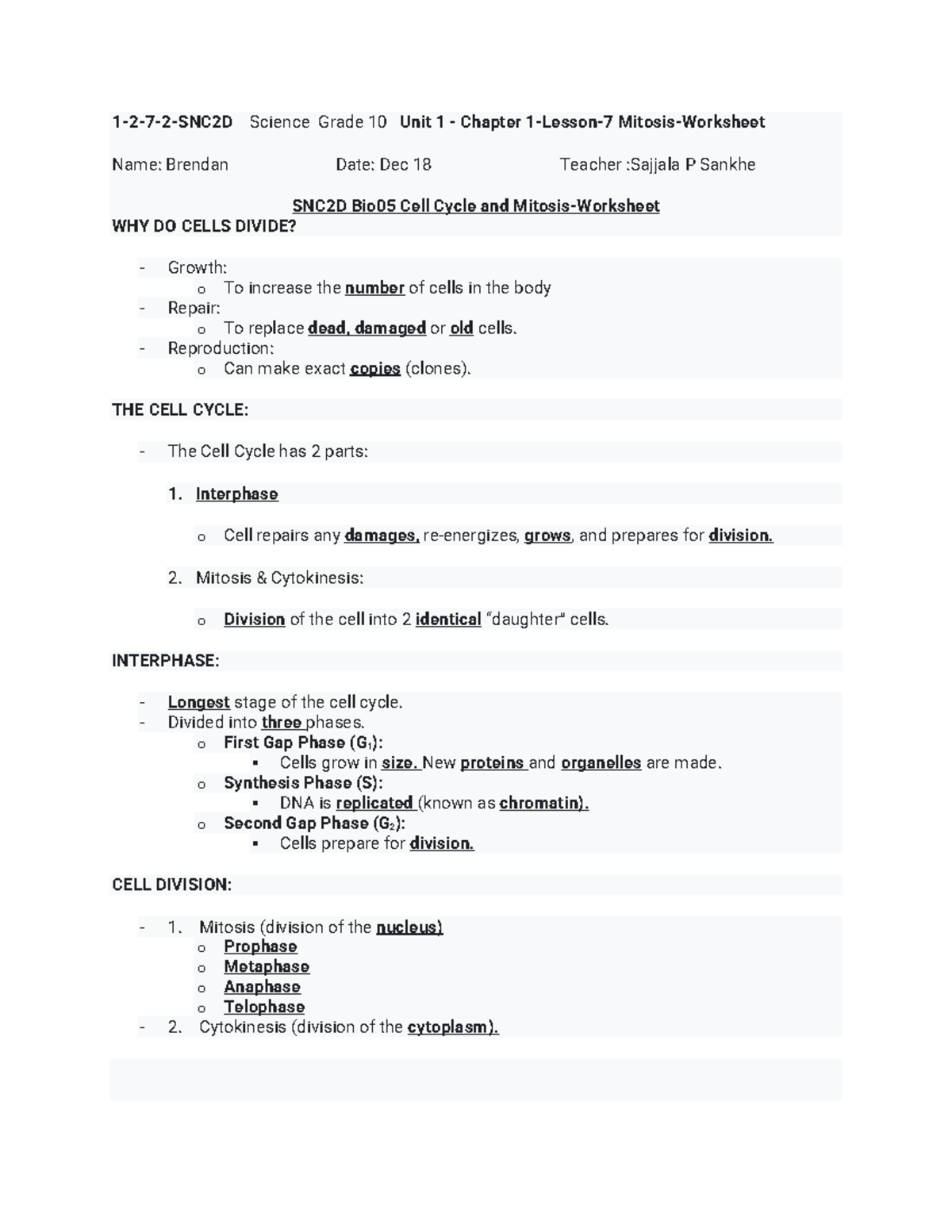 Brendan-Unit 1-Lesson 7-Cell Cycle and Mitosis Worksheet - 1 - 2 - 7 ...