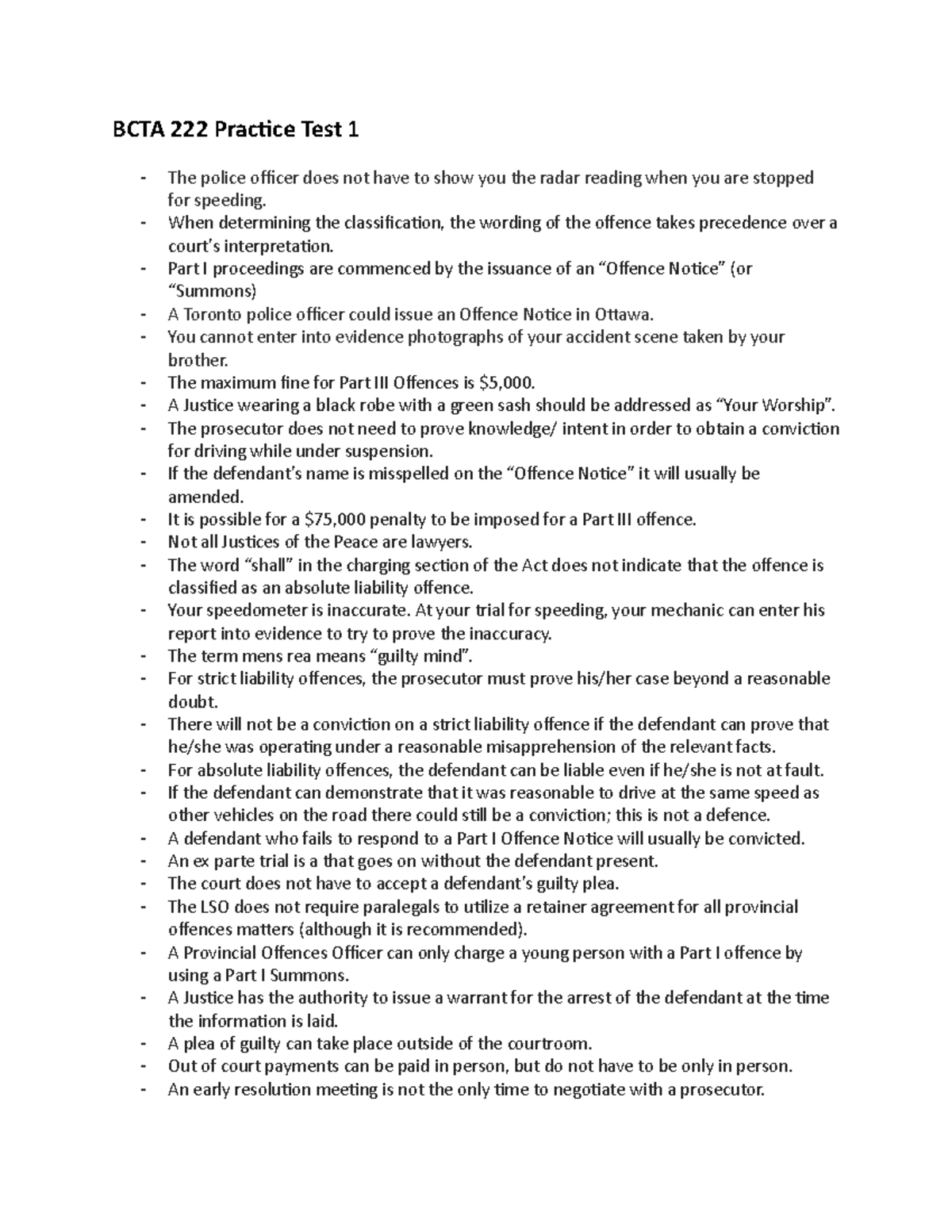 BCTA 222 Practice Test 1 - BCTA 222 Practice Test 1 The police officer ...