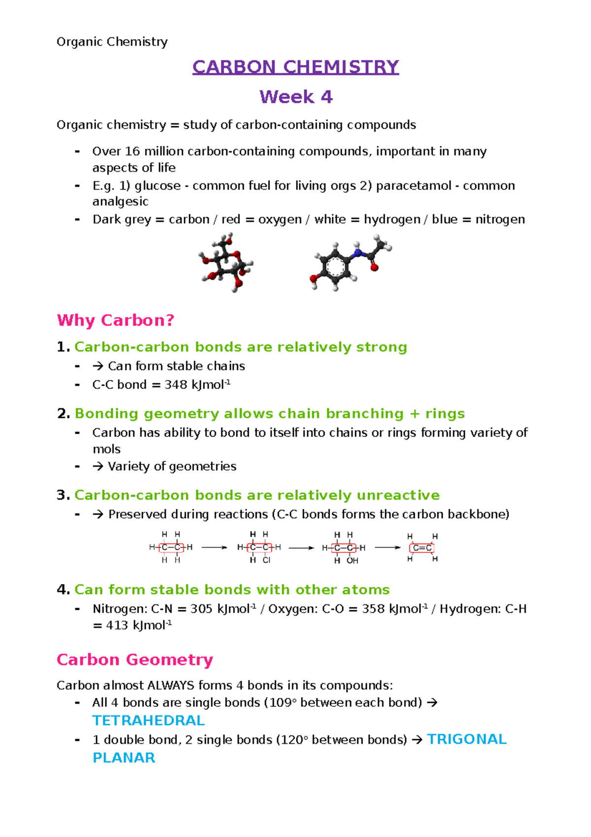 Organic Chemistry Notes - CARBON CHEMISTRY Week 4 Organic chemistry ...