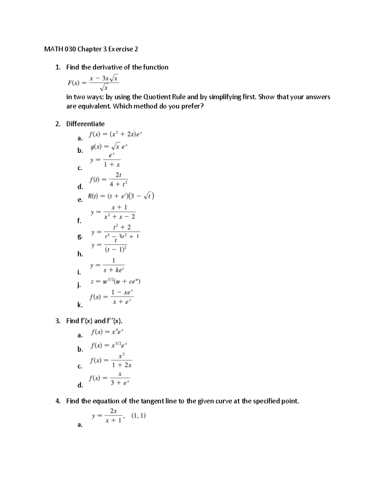 Math 030 Chapter 3 Exercise 2 Math 030 Chapter 3 Exercise 2 Find The