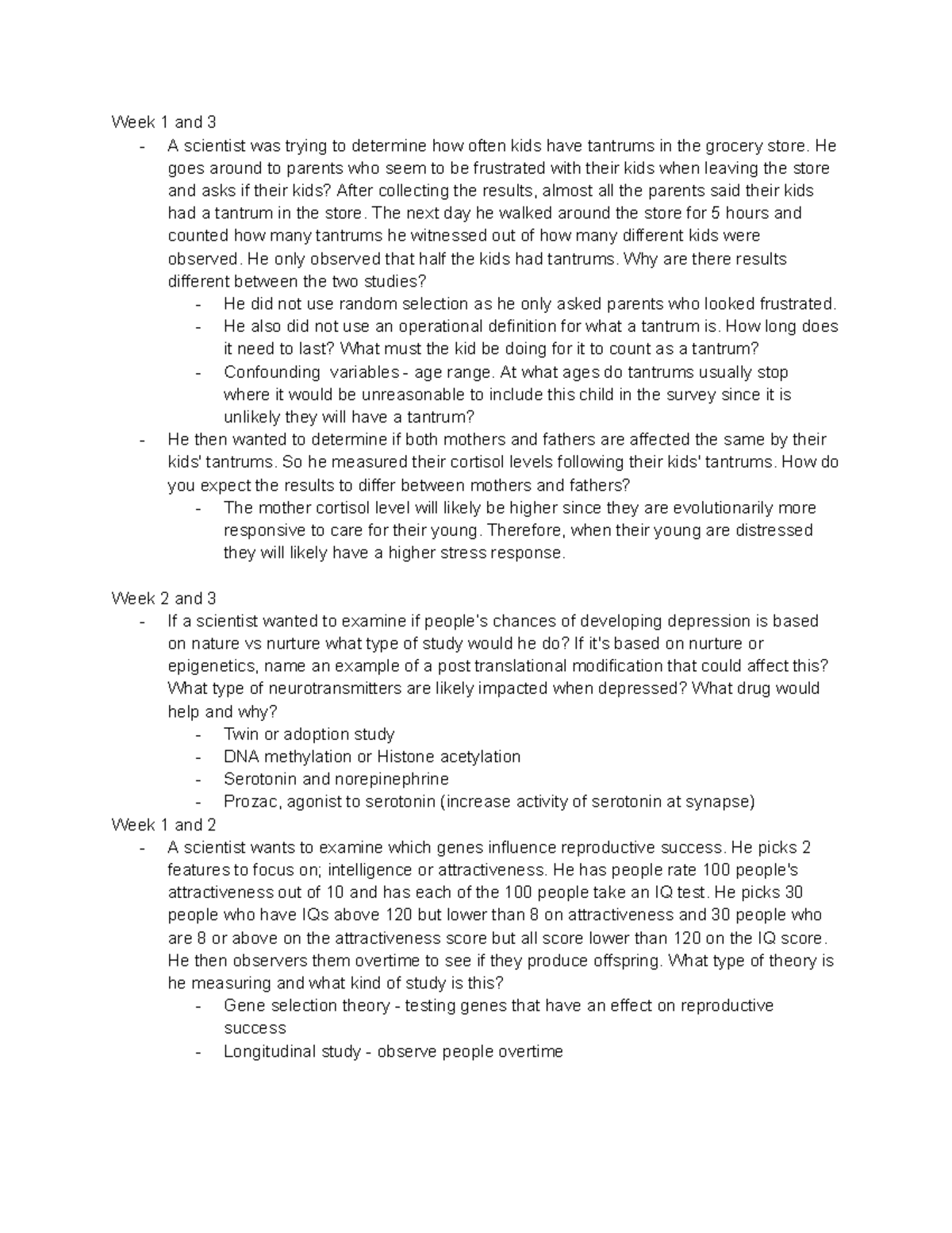 Week 5 Final Submission - Week 1 and 3 - A scientist was trying to ...