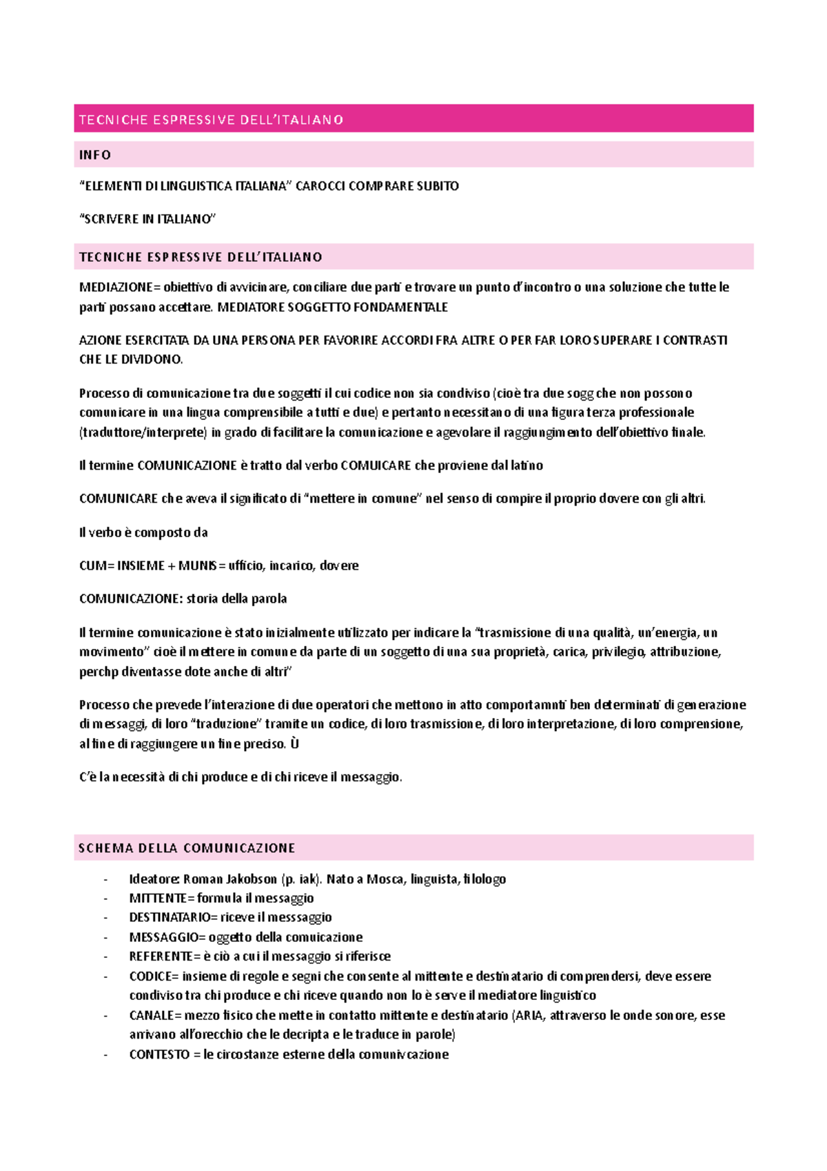 Tecniche Espressive DELL' Italiano - TECNICHE ESPRESSIVE DELL’ITALIANO ...