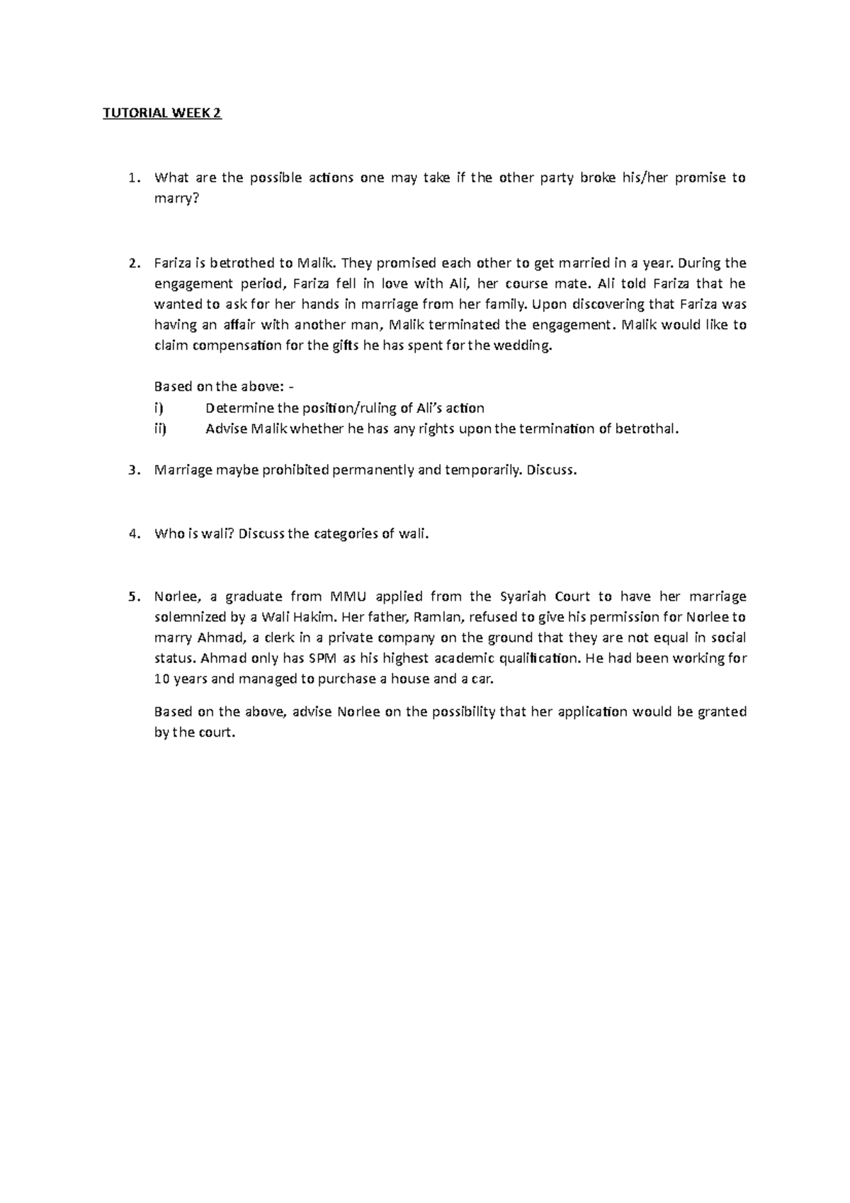 Tutorial WEEK 2 - TUTORIAL WEEK 2 What are the possible actions one may take if the other party ...