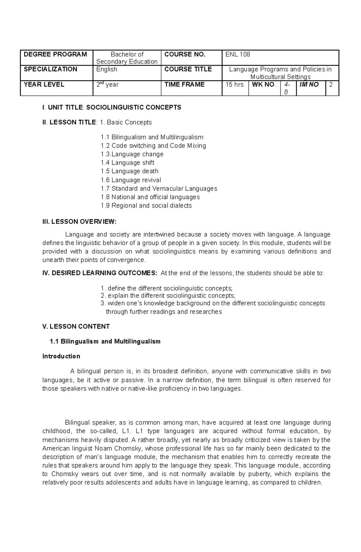 Language Programs and Policies in Multicultural Settings 2 - DEGREE ...