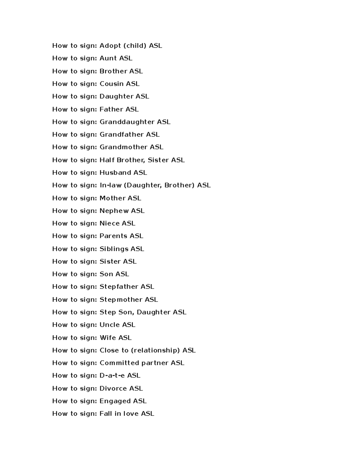 Vocab Review - How to sign: Adopt (child) ASL How to sign: Aunt ASL How ...