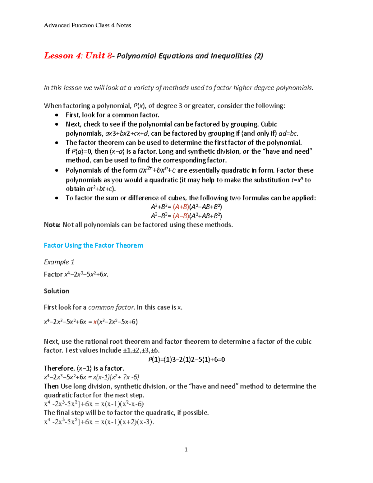 Class 04 Advanced Functions Notes Sep 30-Oct 02 - Lesson 4: Unit 3 ... Class 04 Advanced Functions Notes Sep 30-Oct 02 - Lesson 4: Unit 3 ...
