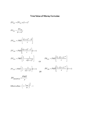 Formula Sheet MT - Simple Interest Amount Due = Principal + Interest ...