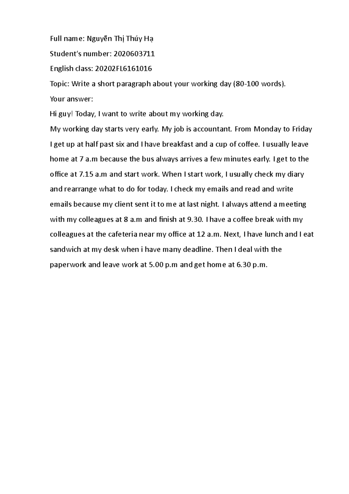 Full name - abc - Full name: Nguyễễn Th Thúy Hị ạ Student’s number ...