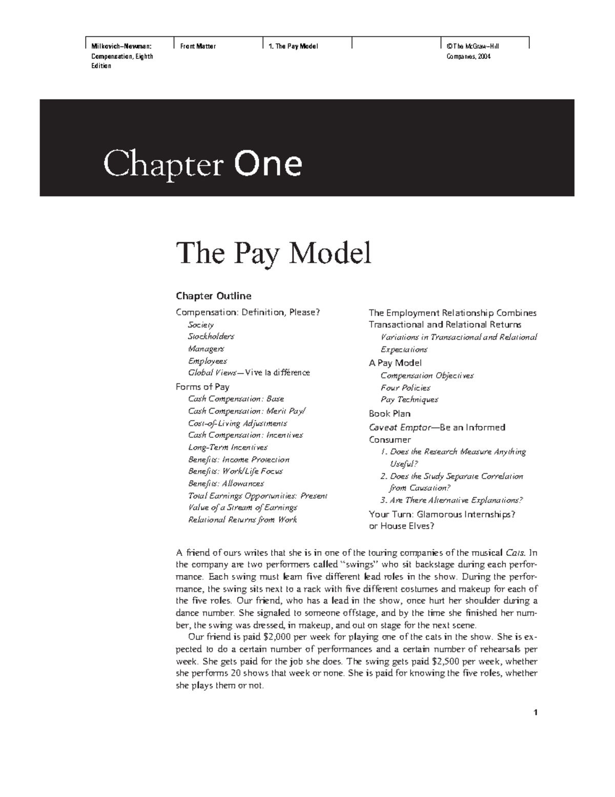 Chapter 1 The Pay Model - Lecture notes 4 - Compensation, Eighth ...