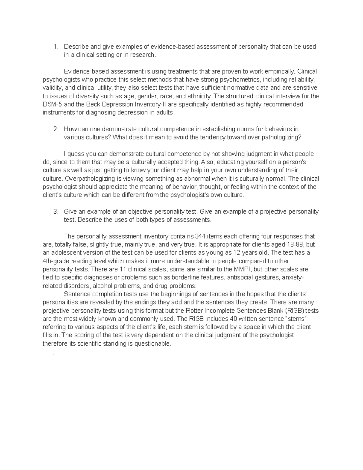 Discussion Board Chapter 10 - Describe and give examples of evidence ...